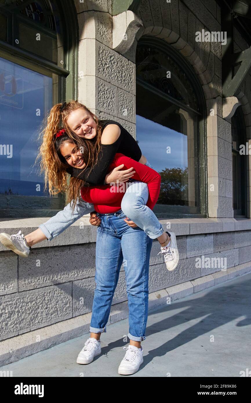 Two girls best friends since kindergarten, reuniting and having a fun ...
