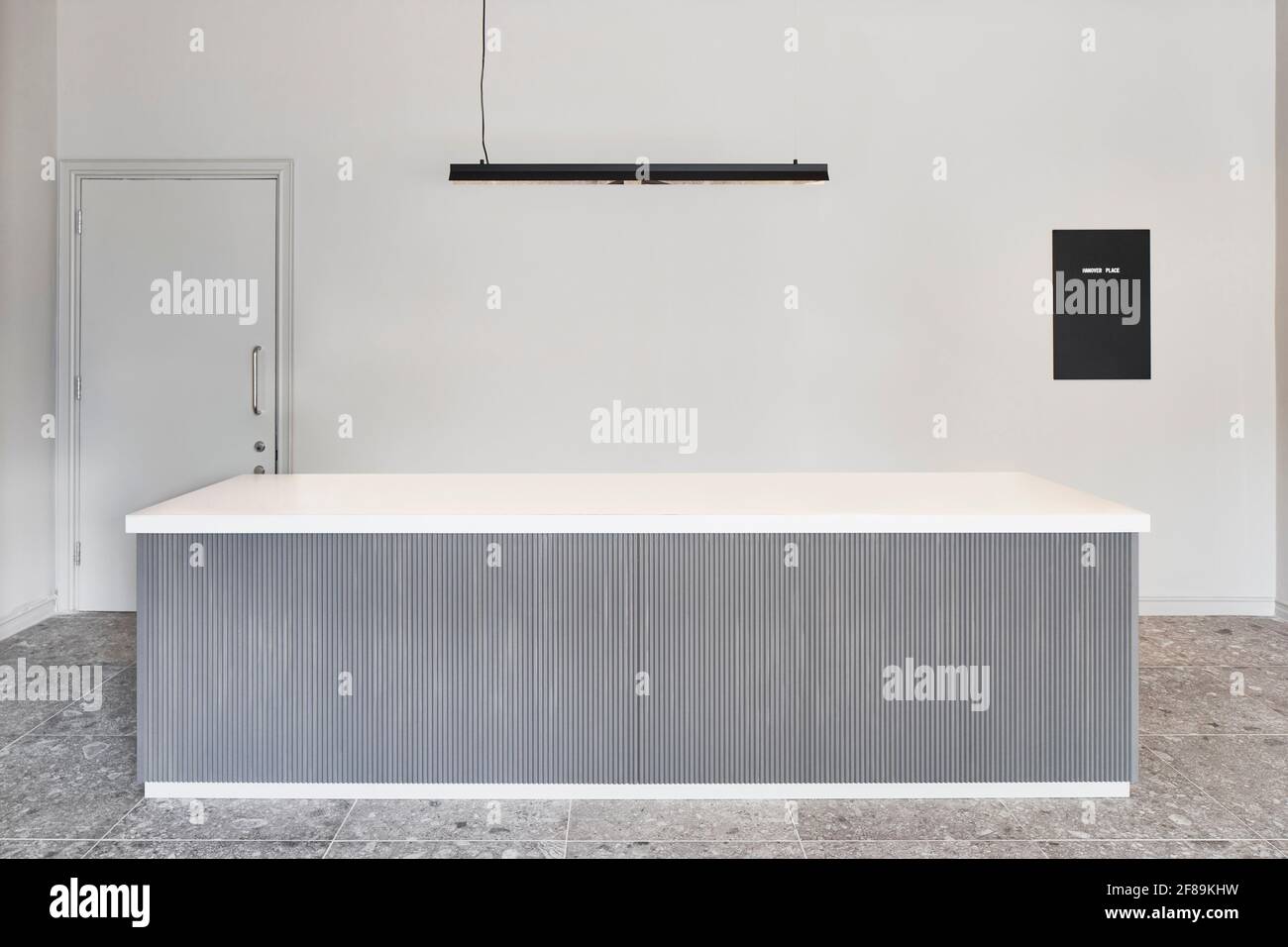 Empty reception desk. Hanover Place Reception, Bromley, United Kingdom ...