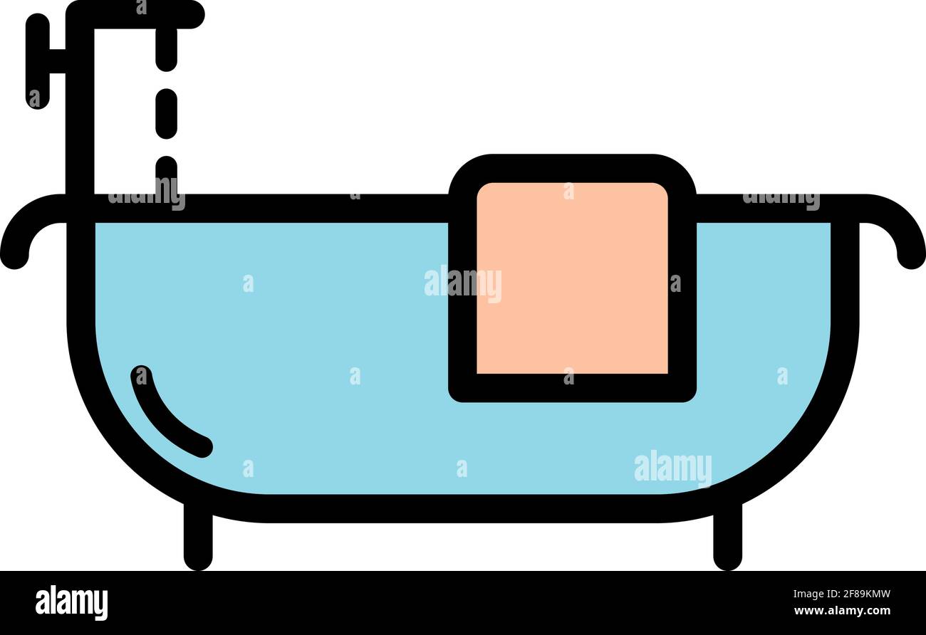 Bathtub simple color icon. Bath symbol. Vector simple style icon ...