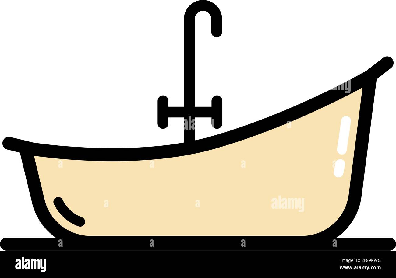 Bathtub simple color icon. Bath symbol. Vector simple style icon ...