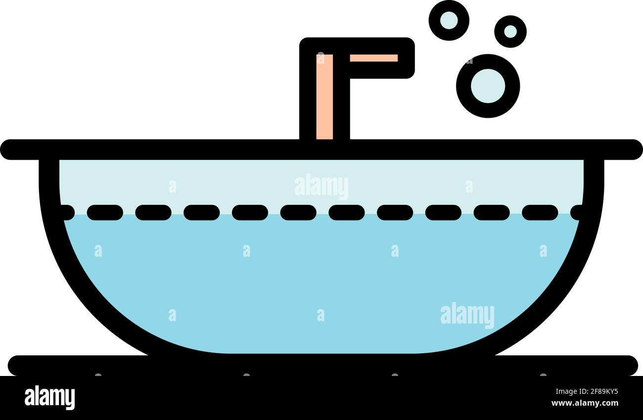 Bathtub simple color icon. Bath symbol. Vector simple style icon ...
