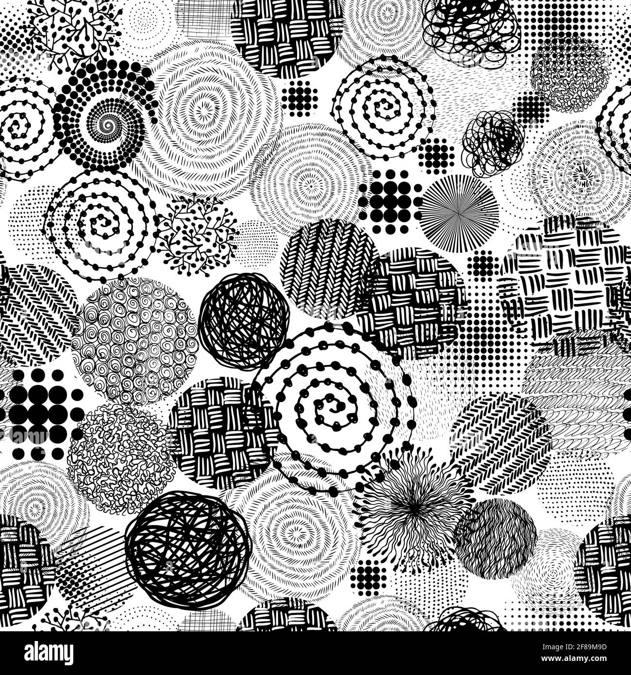 Seamless background from circles with hatching. Vector illustration ...