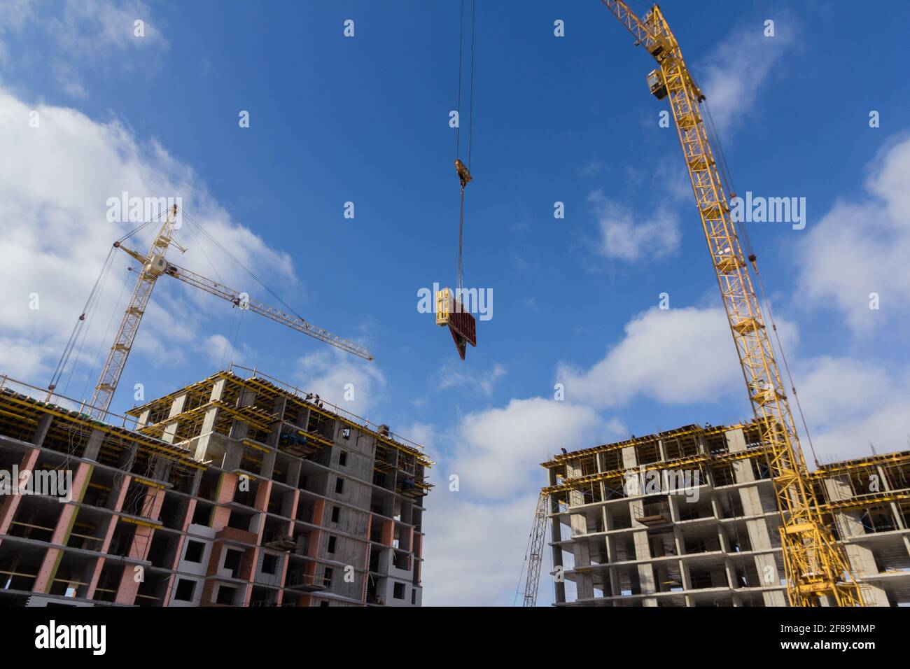 Construction of an apartment building. Multi-storey construction Stock ...