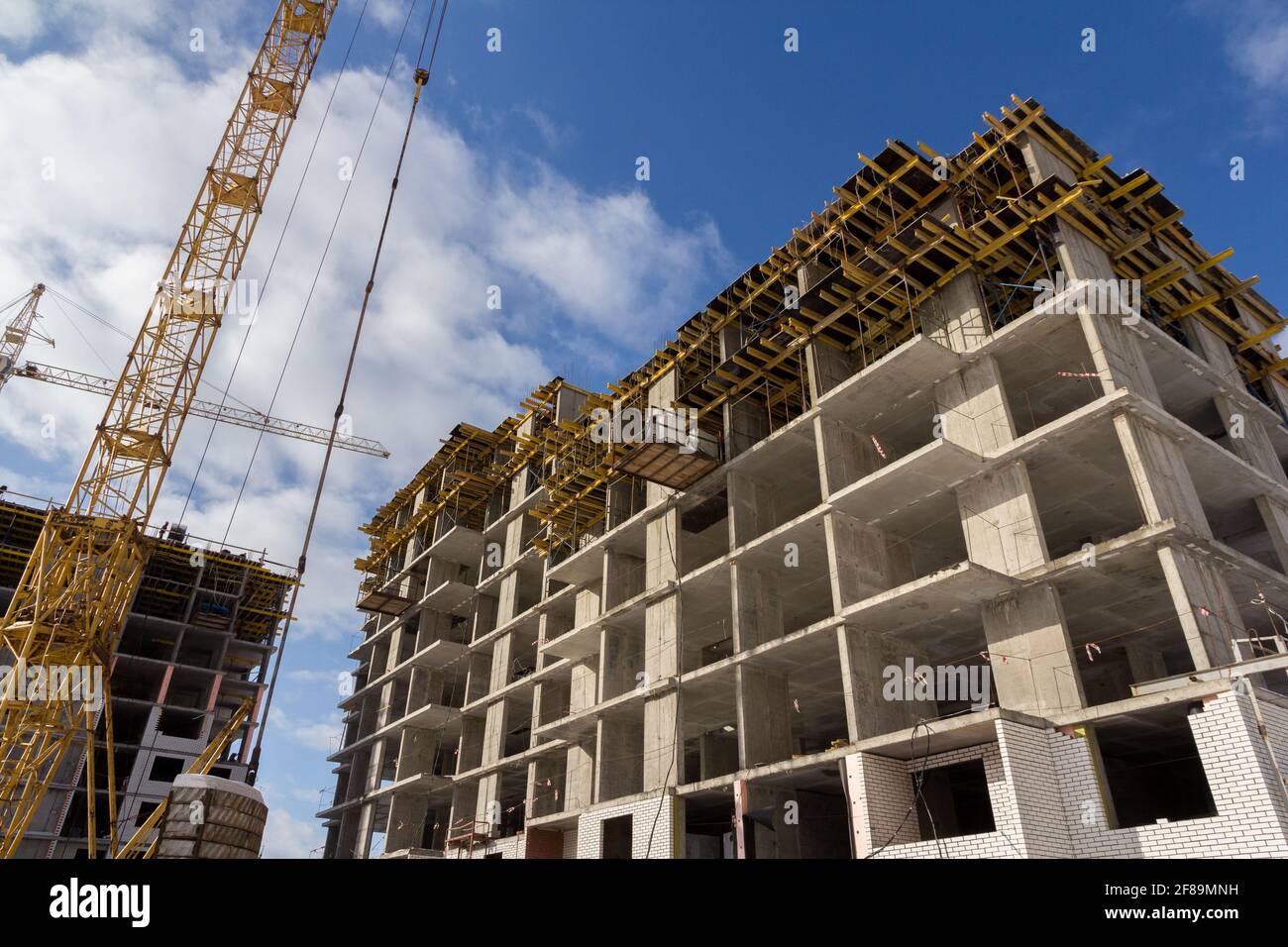 Construction of an apartment building. Multi-storey construction Stock ...