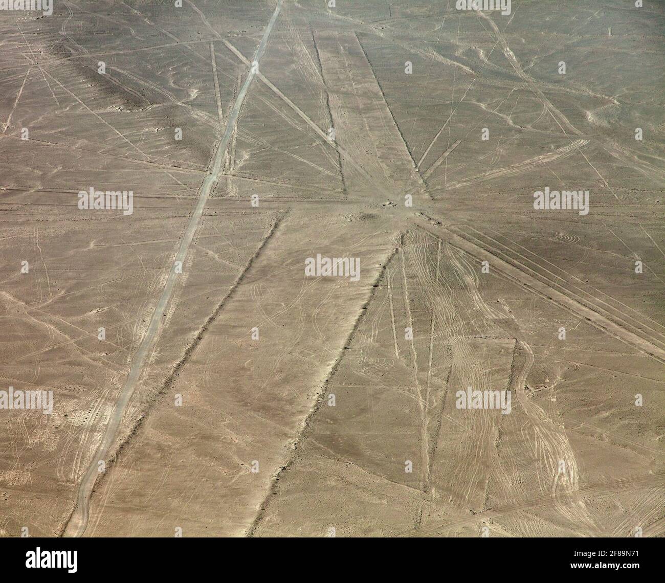 Nazca or Nasca mysterious lines and geoglyphs aerial view, landmark in ...