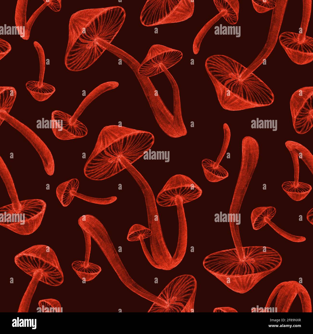 Red mystic mushrooms seamless pattern Stock Photo - Alamy
