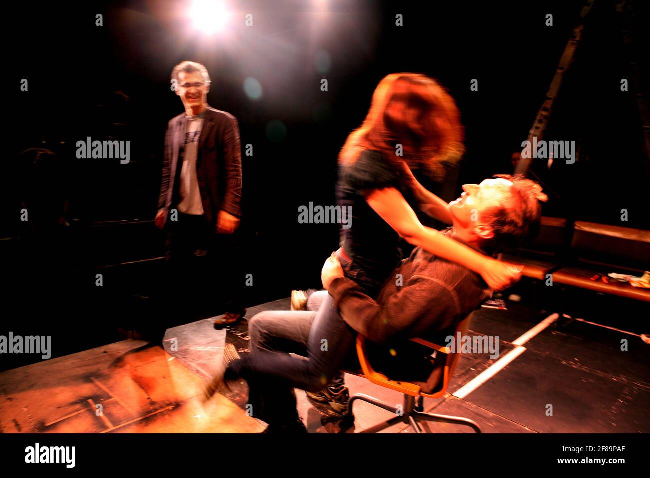 Director Ramin Gray (spectacles) during the rehearsals of 'THE UGLY ONE ...