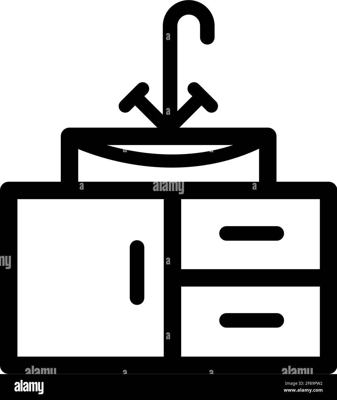 Sink outline symbol isolated on white background. Vector washbasin ...