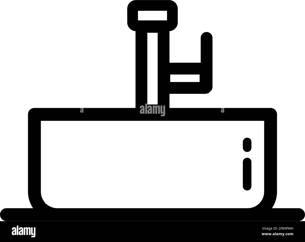 Sink outline symbol isolated on white background. Vector washbasin ...