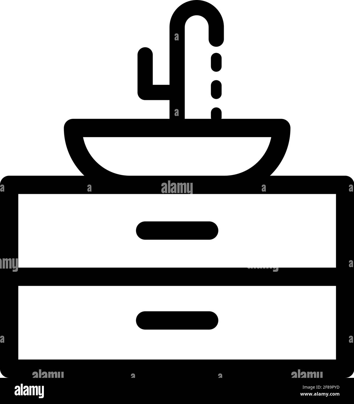 Sink outline symbol isolated on white background. Vector washbasin ...