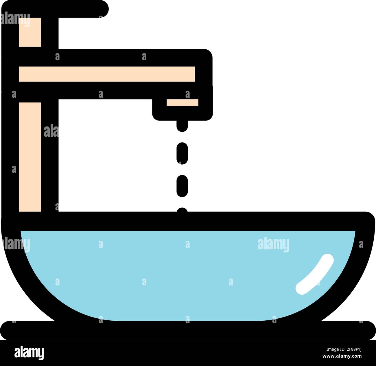 Sink simple color symbol isolated on white background. Vector washbasin ...