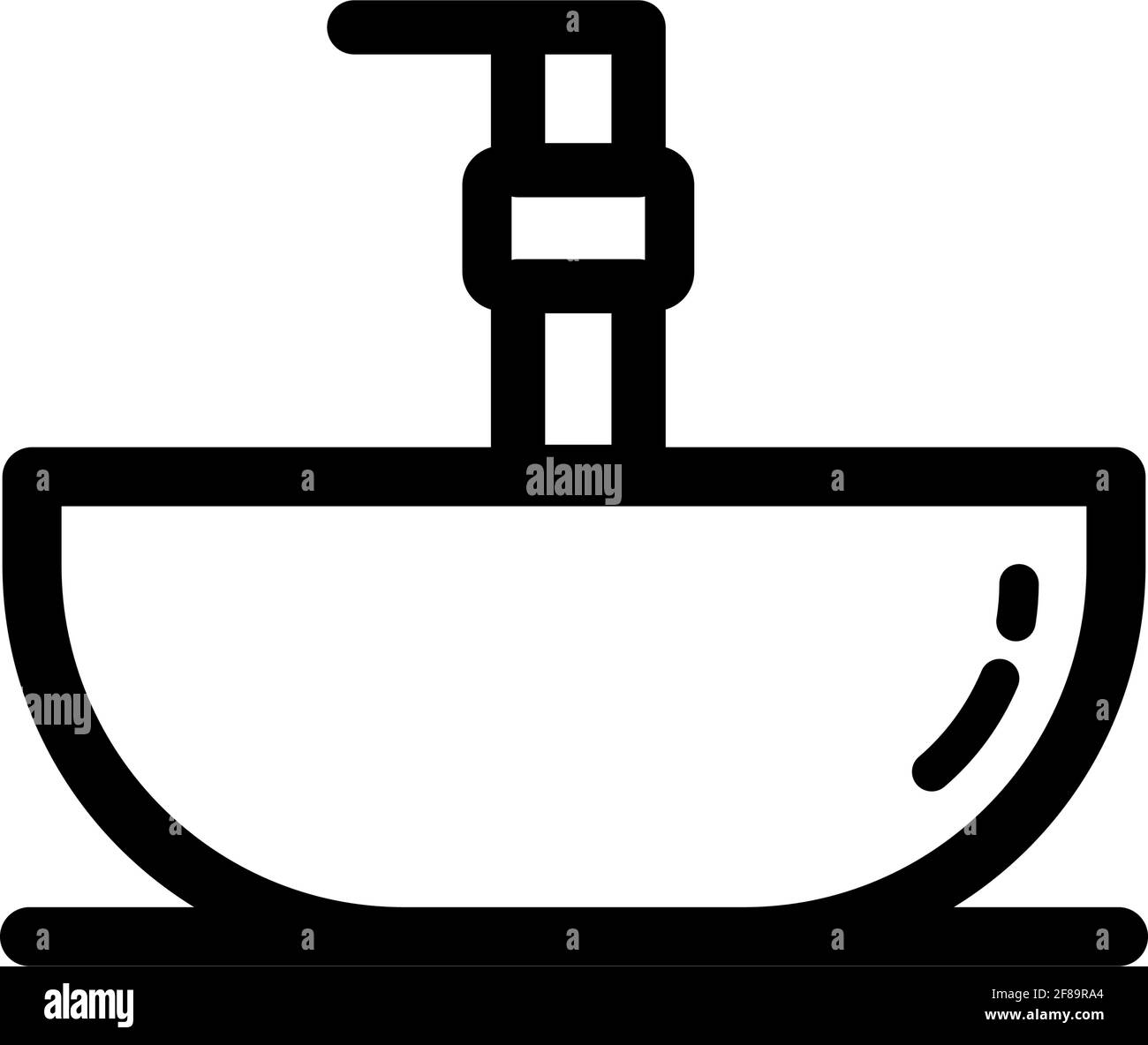 Sink outline symbol isolated on white background. Vector washbasin ...