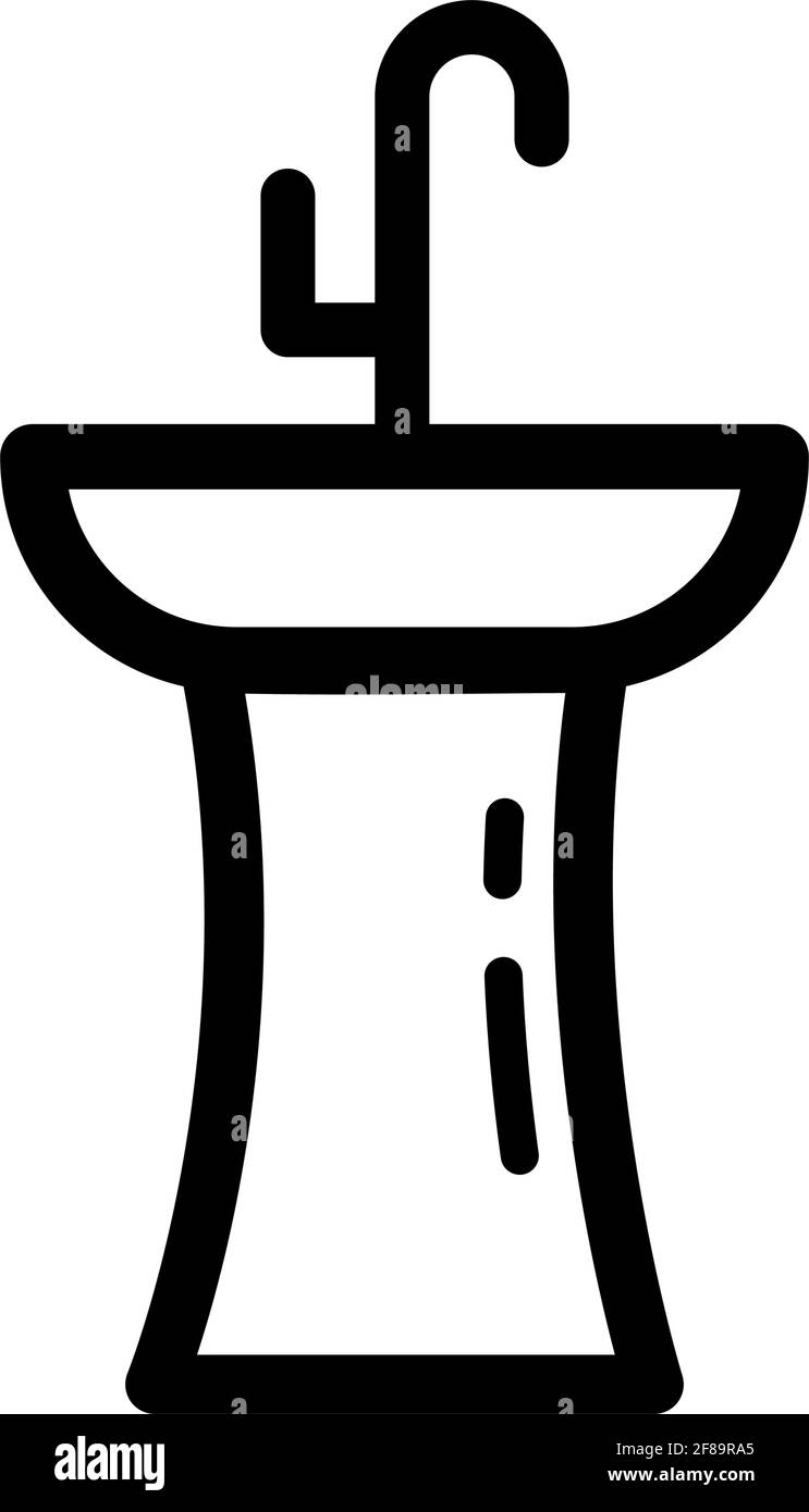 Sink outline symbol isolated on white background. Vector washbasin ...