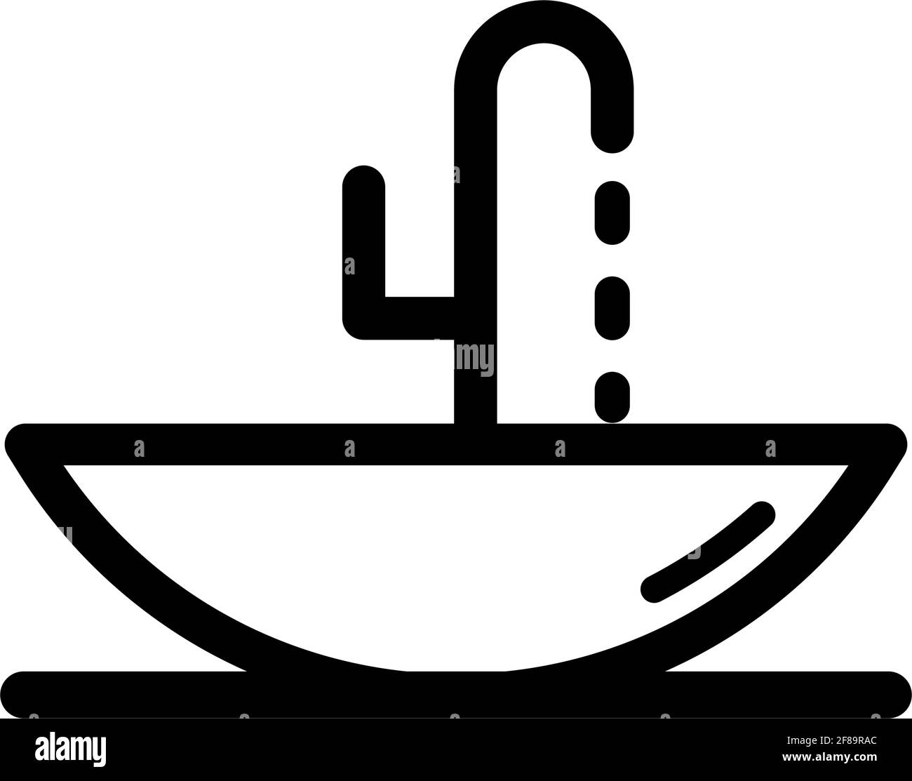 Sink outline symbol isolated on white background. Vector washbasin ...