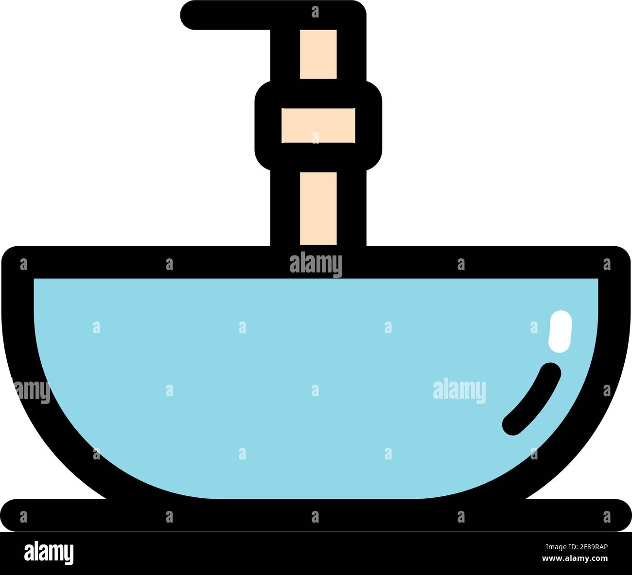 Sink simple color symbol isolated on white background. Vector washbasin ...