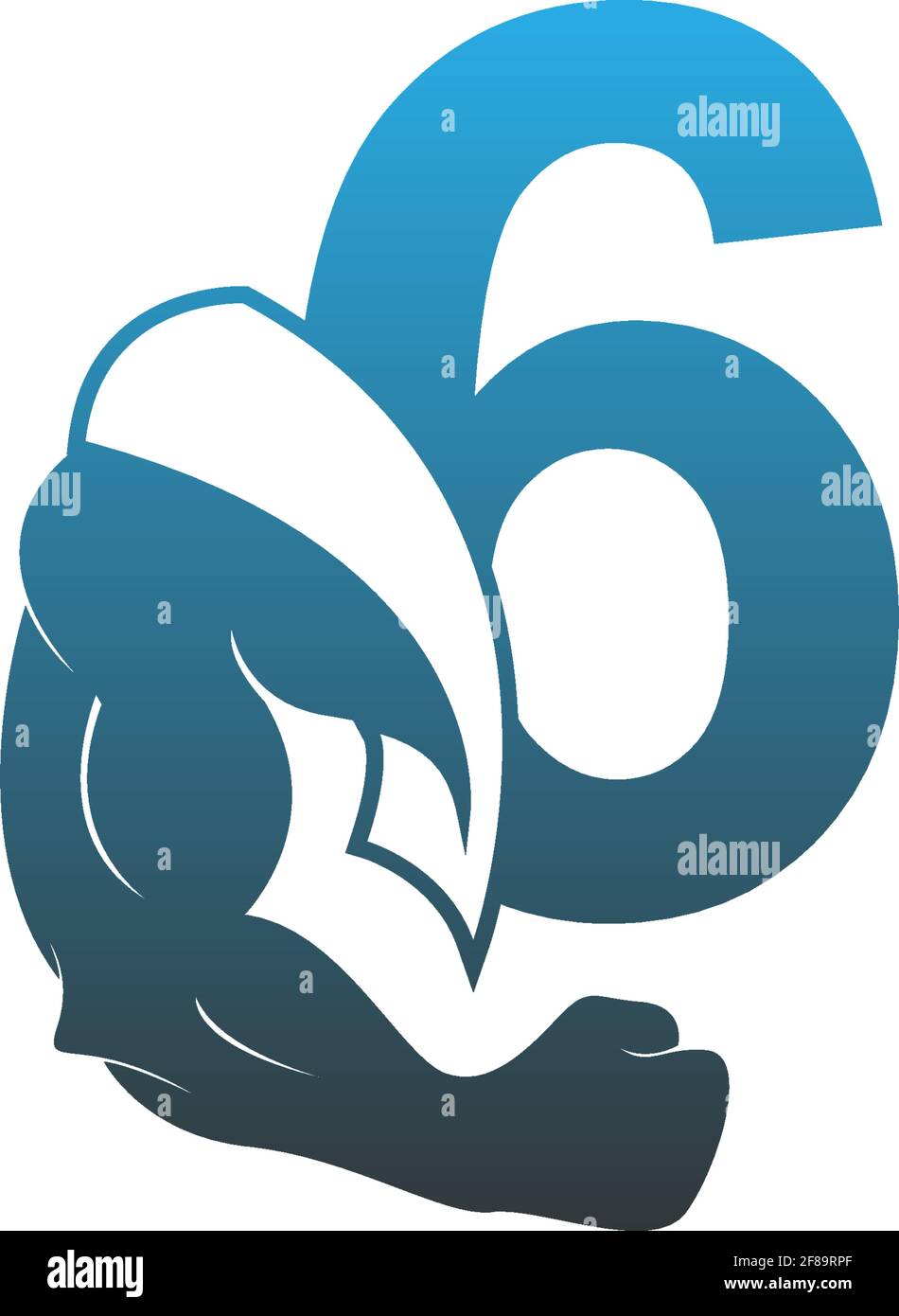 Number 6 logo icon with muscle arm design vector illustration Stock ...