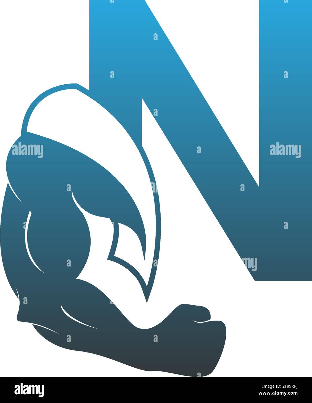 Letter N logo icon with muscle arm design vector illustration Stock ...