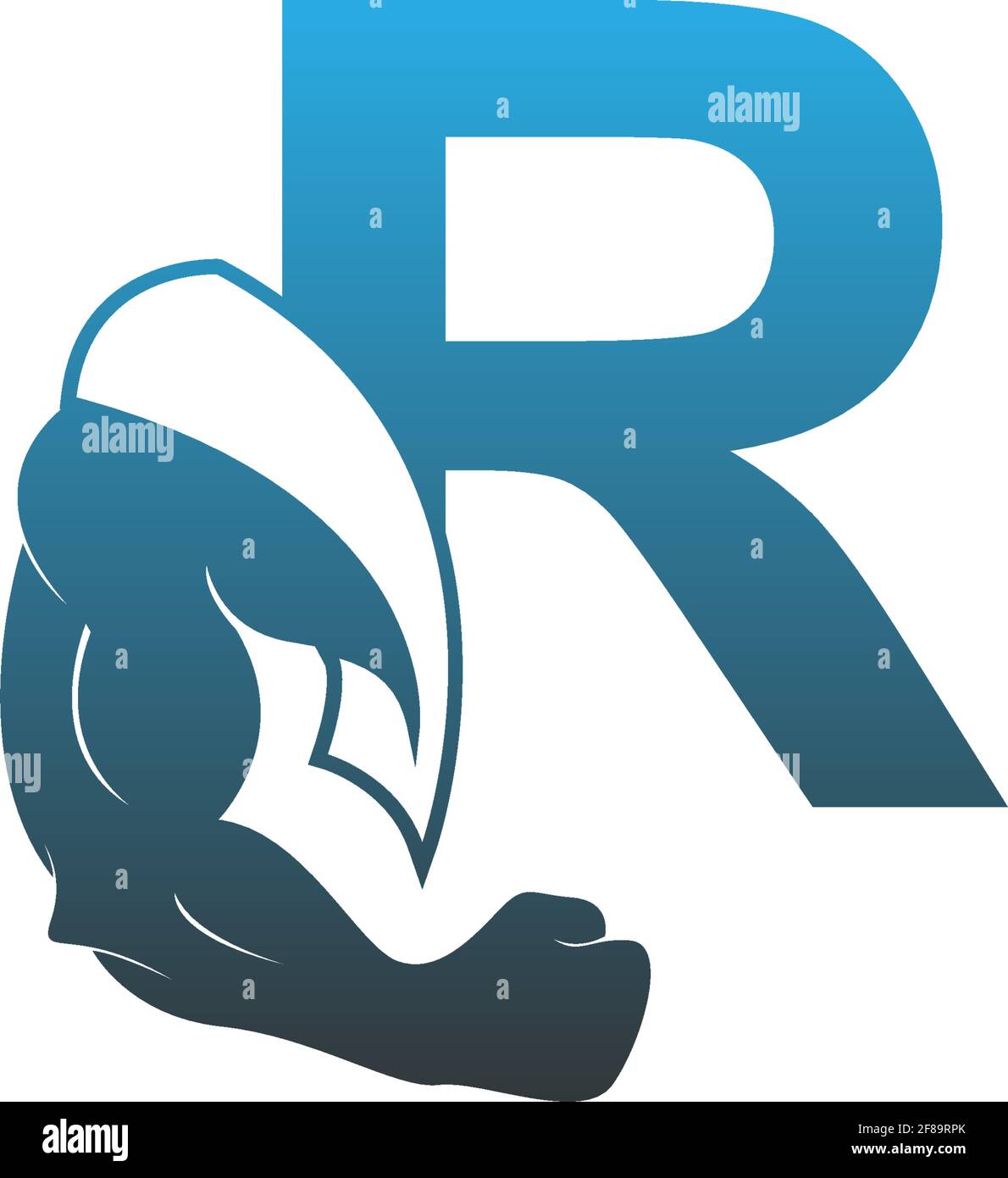 Letter R logo icon with muscle arm design vector illustration Stock ...