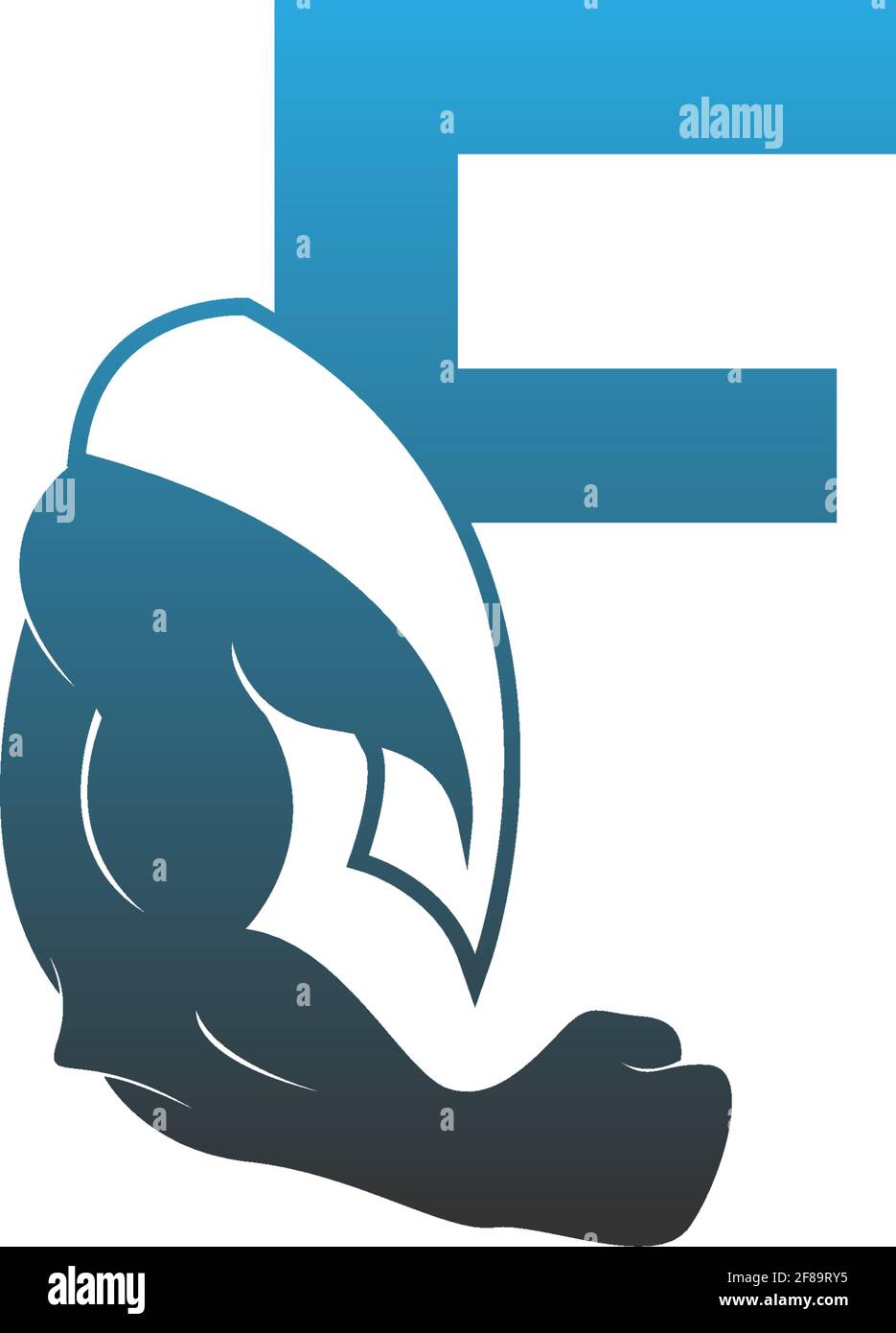 Letter F logo icon with muscle arm design vector illustration Stock ...