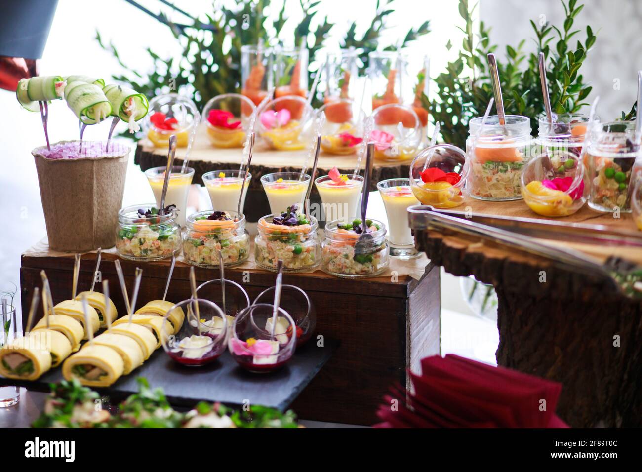 Delicious snacks at the banquet. Catering on banquet Stock Photo - Alamy