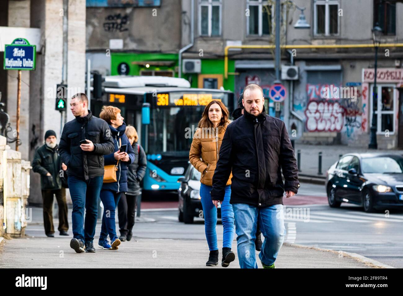People moving, walking on the streets in downtown of Bucharest, Romania, 2021 Stock Photo - Alamy