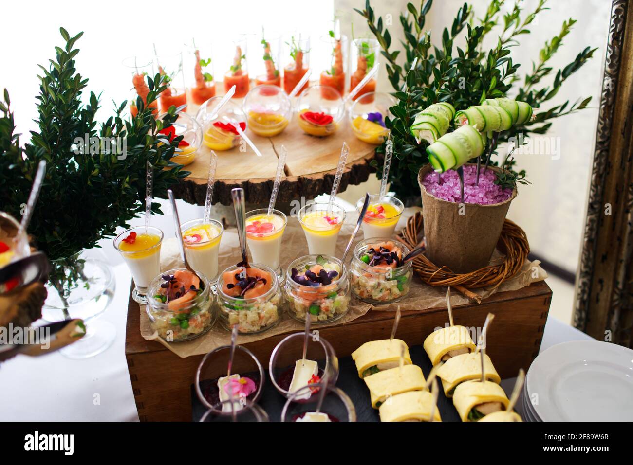 Delicious snacks at the banquet. Catering on banquet Stock Photo - Alamy