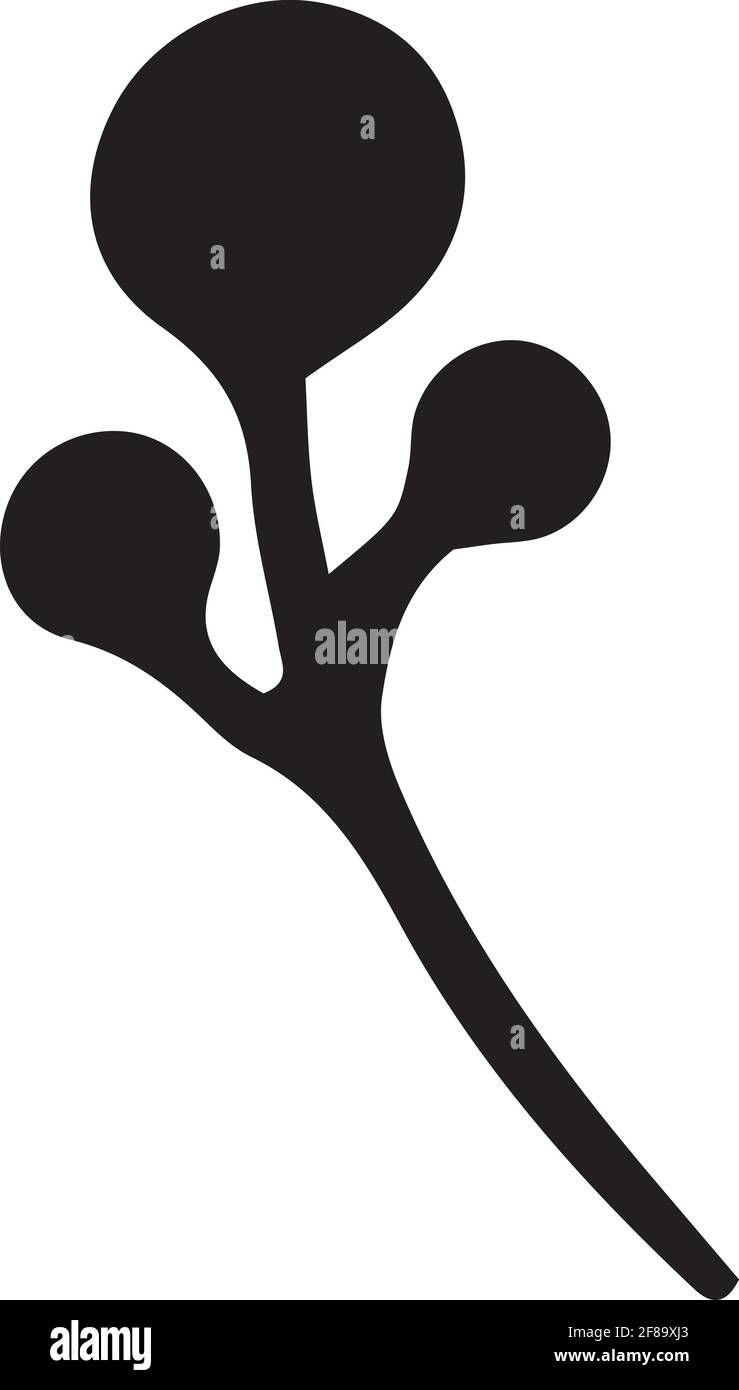 Xmas berry branch icon, hand drawn and outline style Stock Vector Image ...