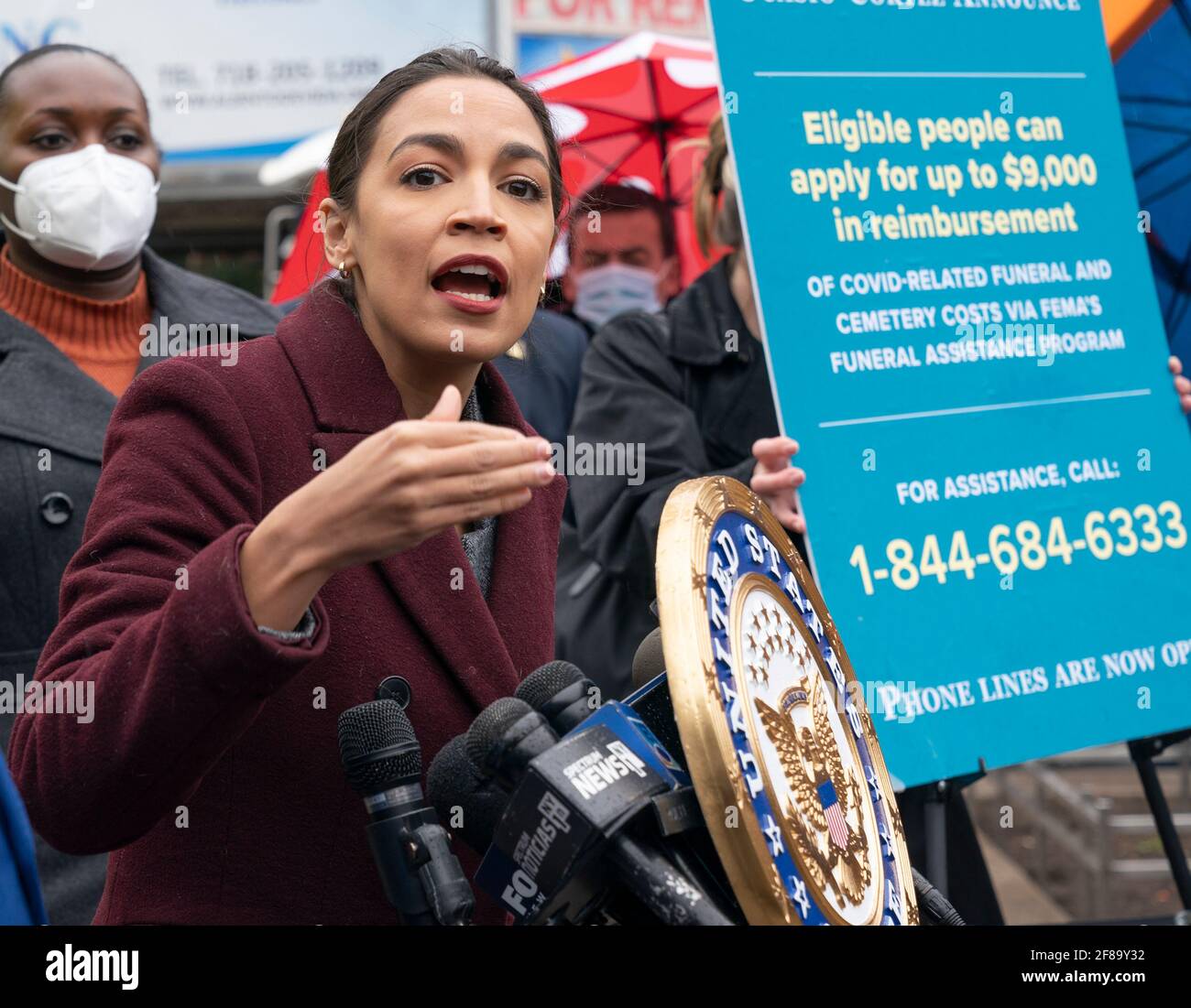 U. S. Representative Alexandria Ocasio-Cortez speaks at joint presser ...