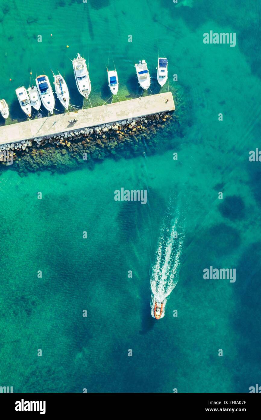 Aerial view of yahts Stock Photo - Alamy