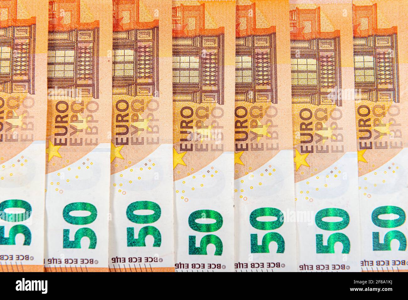 background from 50 euro banknotes, Euro banknote as part of the ...