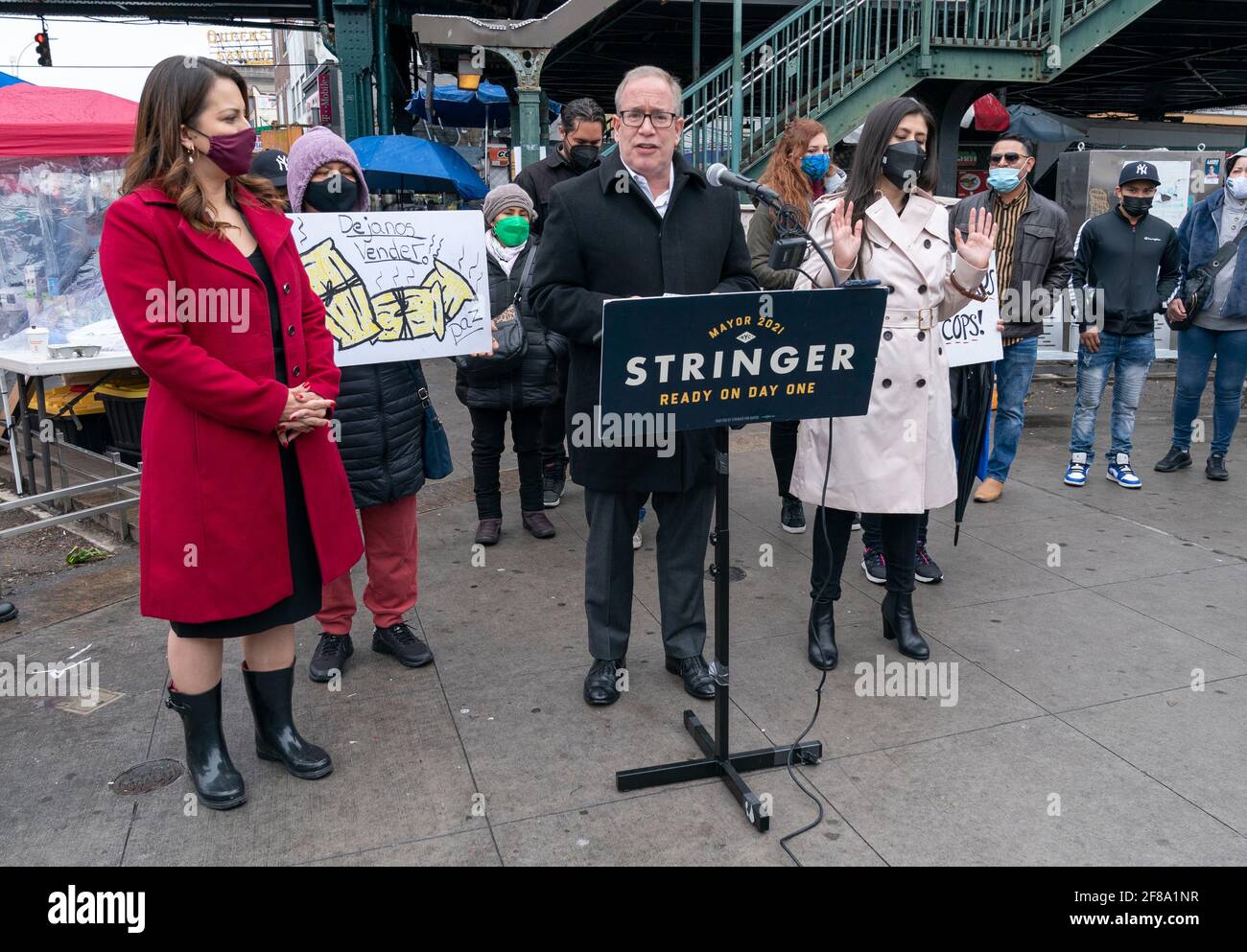 New York, NY - April 12, 2021: Mayoral candidate Scottt Stringer holds ...