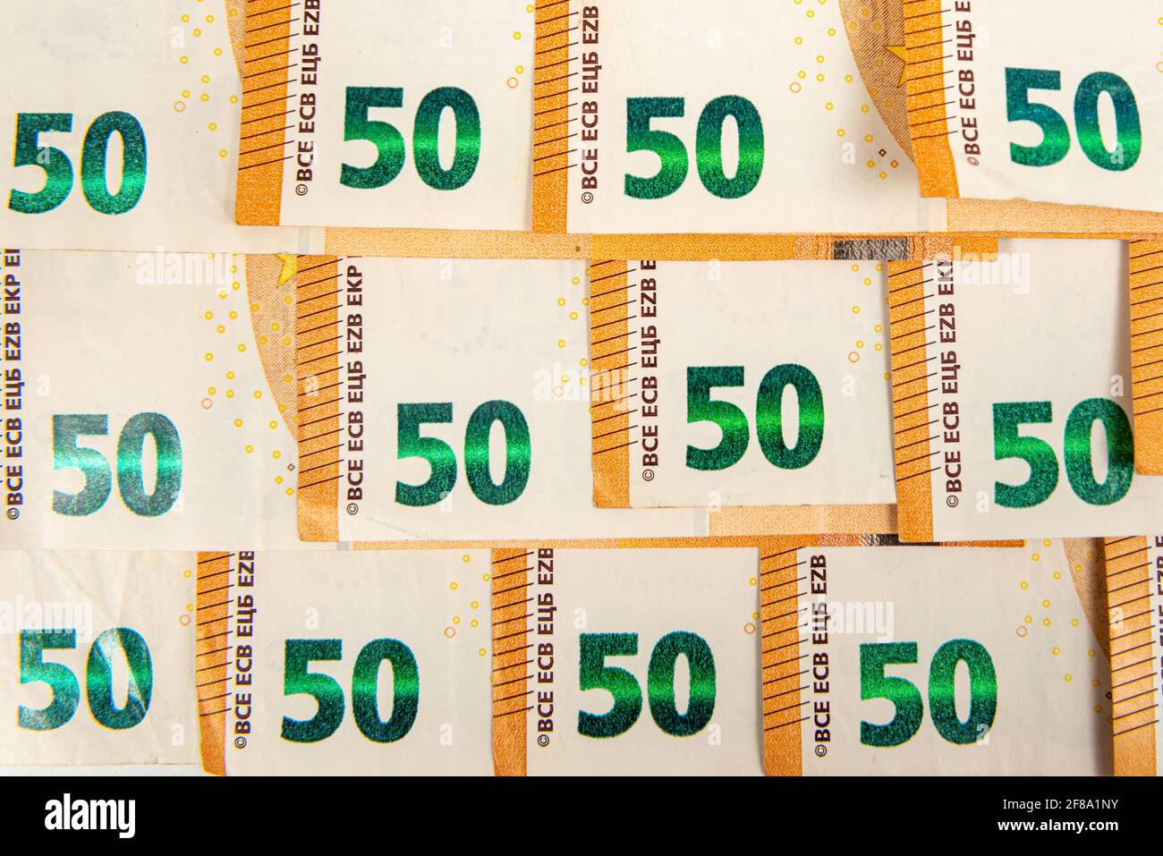 background from 50 euro banknotes, Euro banknote as part of the ...