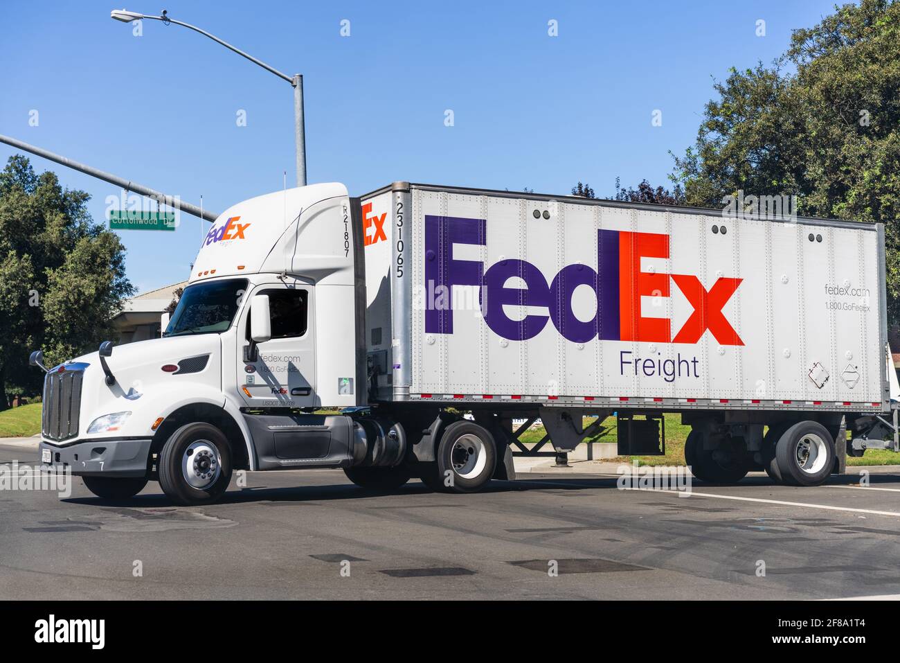 Sep 24, 2020 Milpitas / CA / USA - FedEx Freight driving on a street in ...