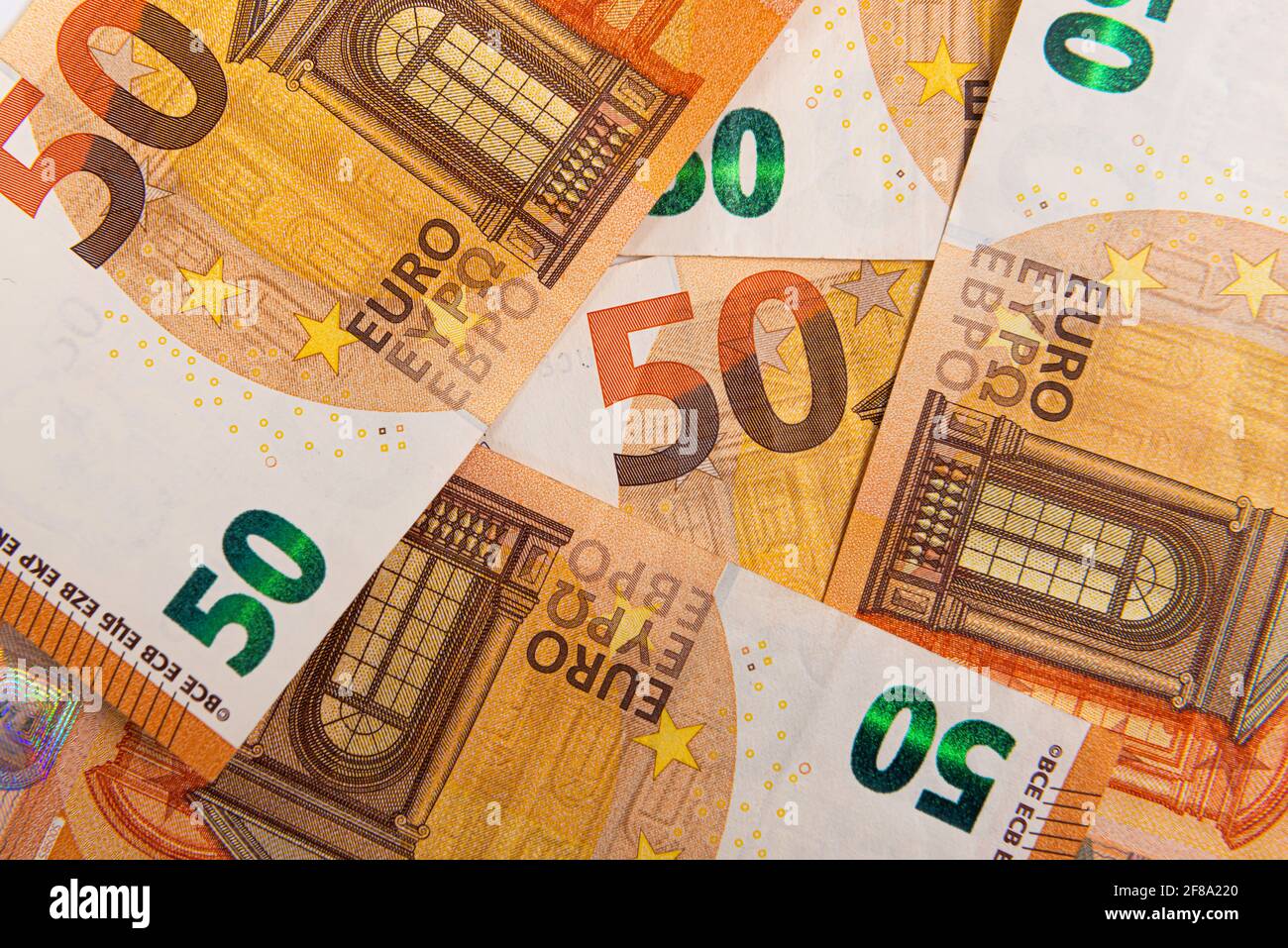 background from 50 euro banknotes, Euro banknote as part of the ...