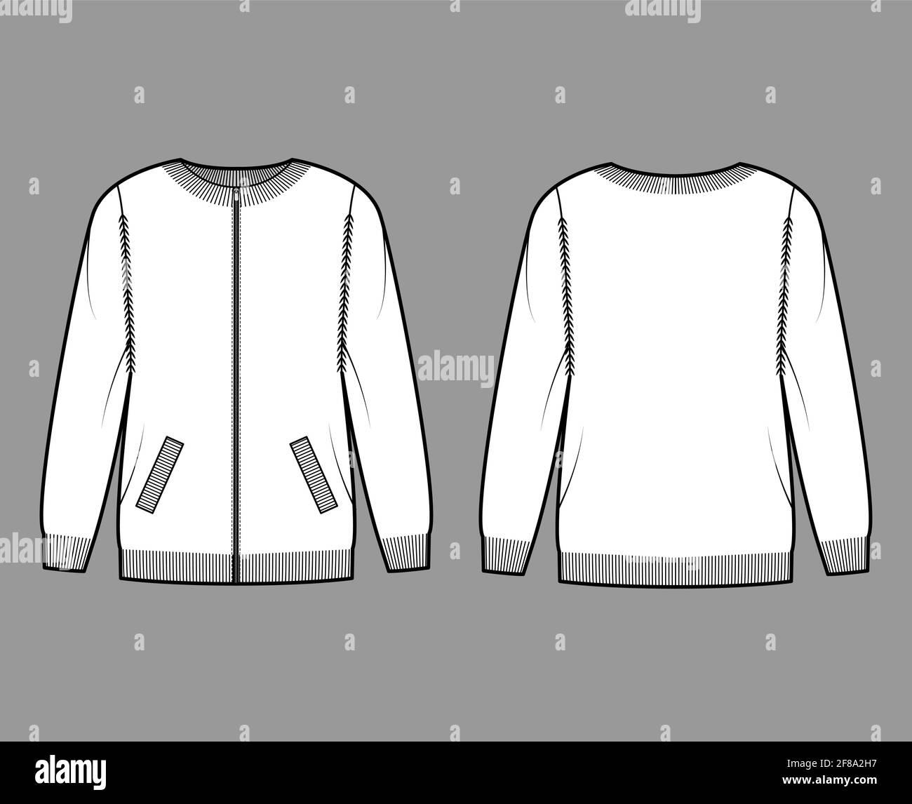 Black zip up cardigan Stock Vector Images - Alamy