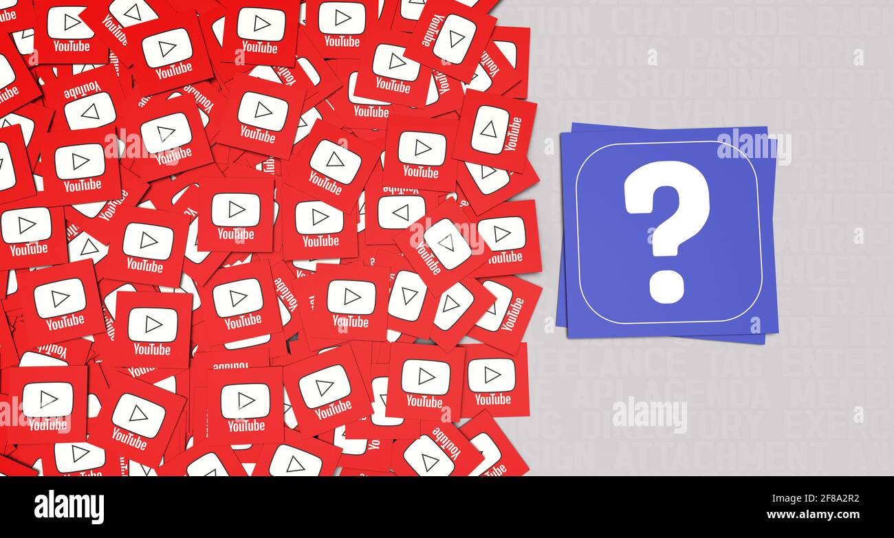 Youtube and question, Social Media Background Design Stock Photo - Alamy