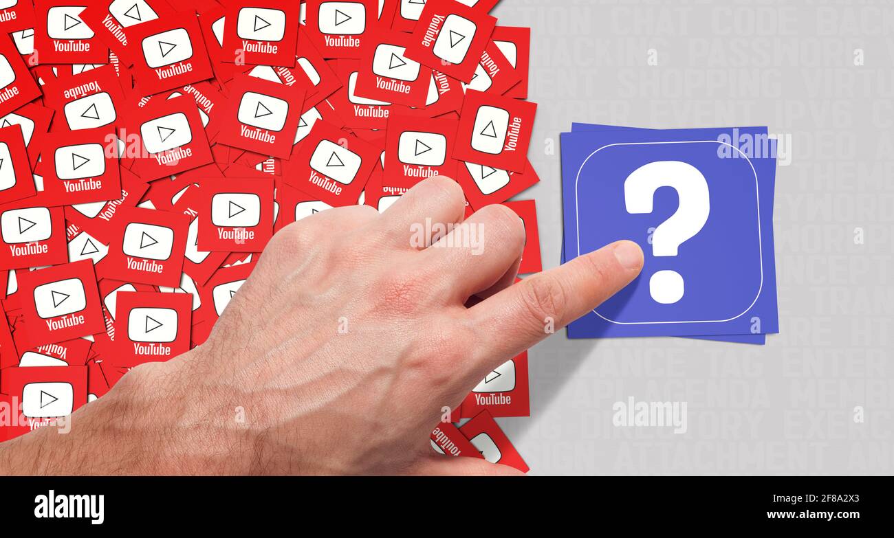 Youtube and question, Social Media Background Design Stock Photo - Alamy