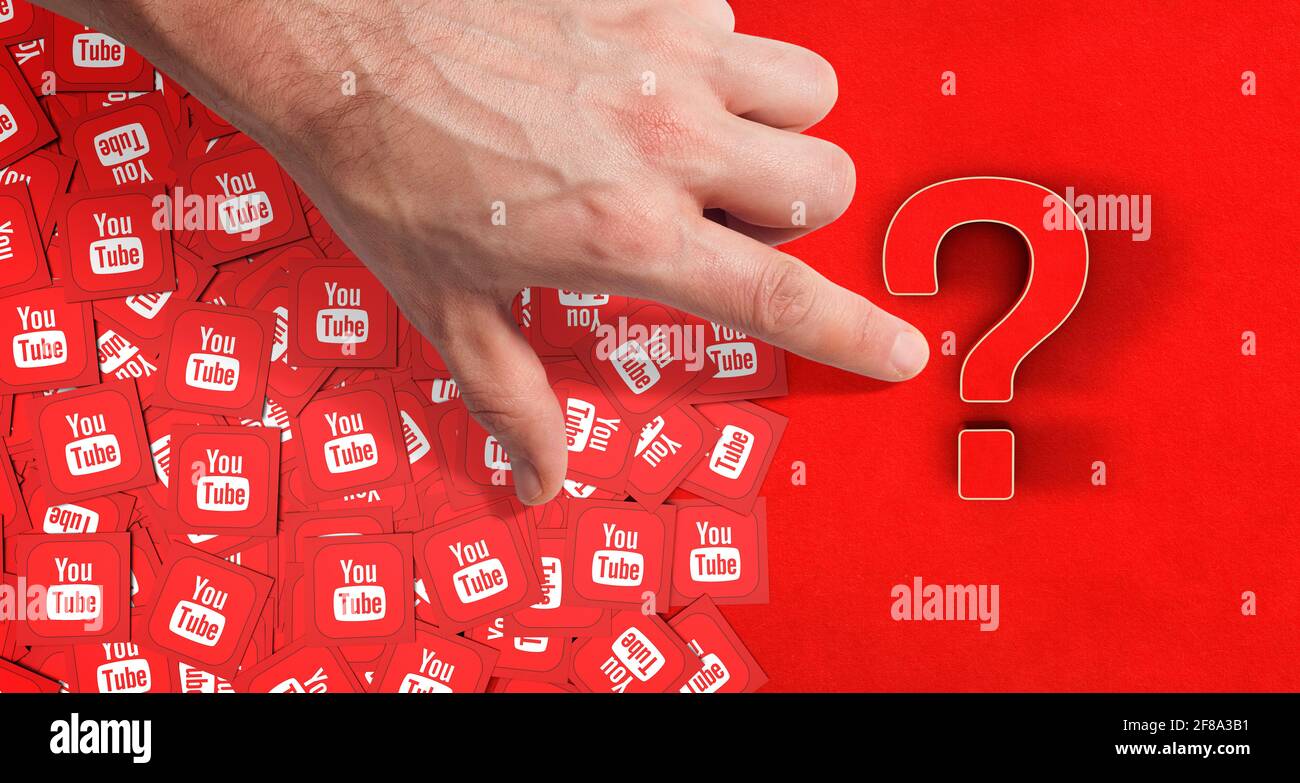 Youtube and question, Social Media Background Design Stock Photo - Alamy
