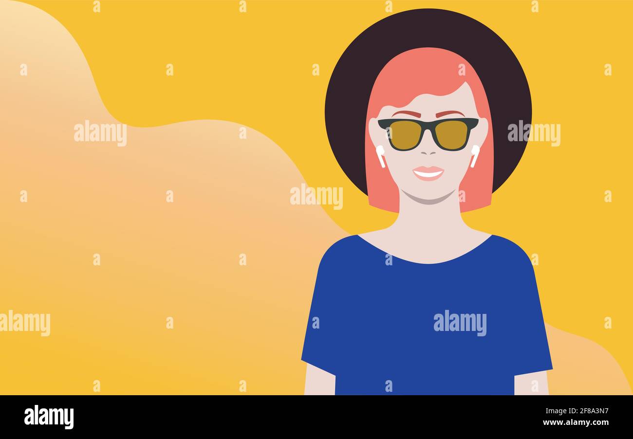 Listen music Vector illustration with copy space Stock Vector Image ...