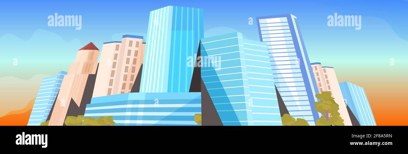 city skyscrapers view modern cityscape background horizontal Stock ...