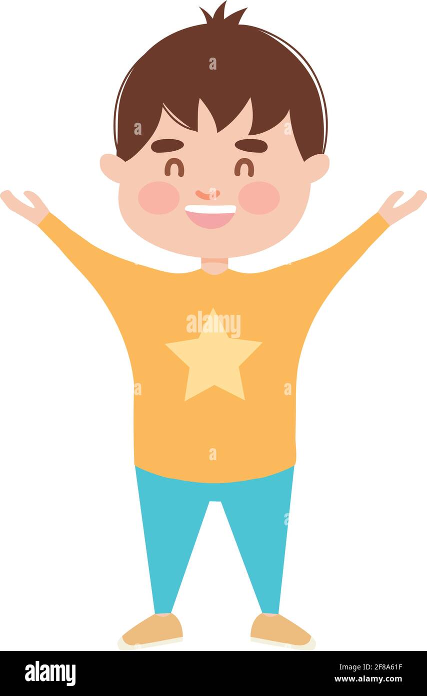 boy standing with arms up Stock Vector Image & Art - Alamy