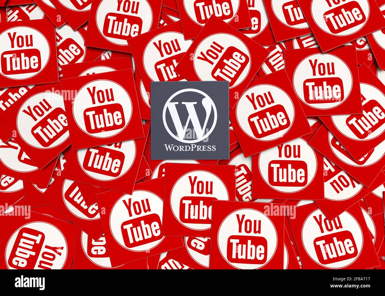 Youtube and Wordpress, Social Media Background Design Stock Photo - Alamy