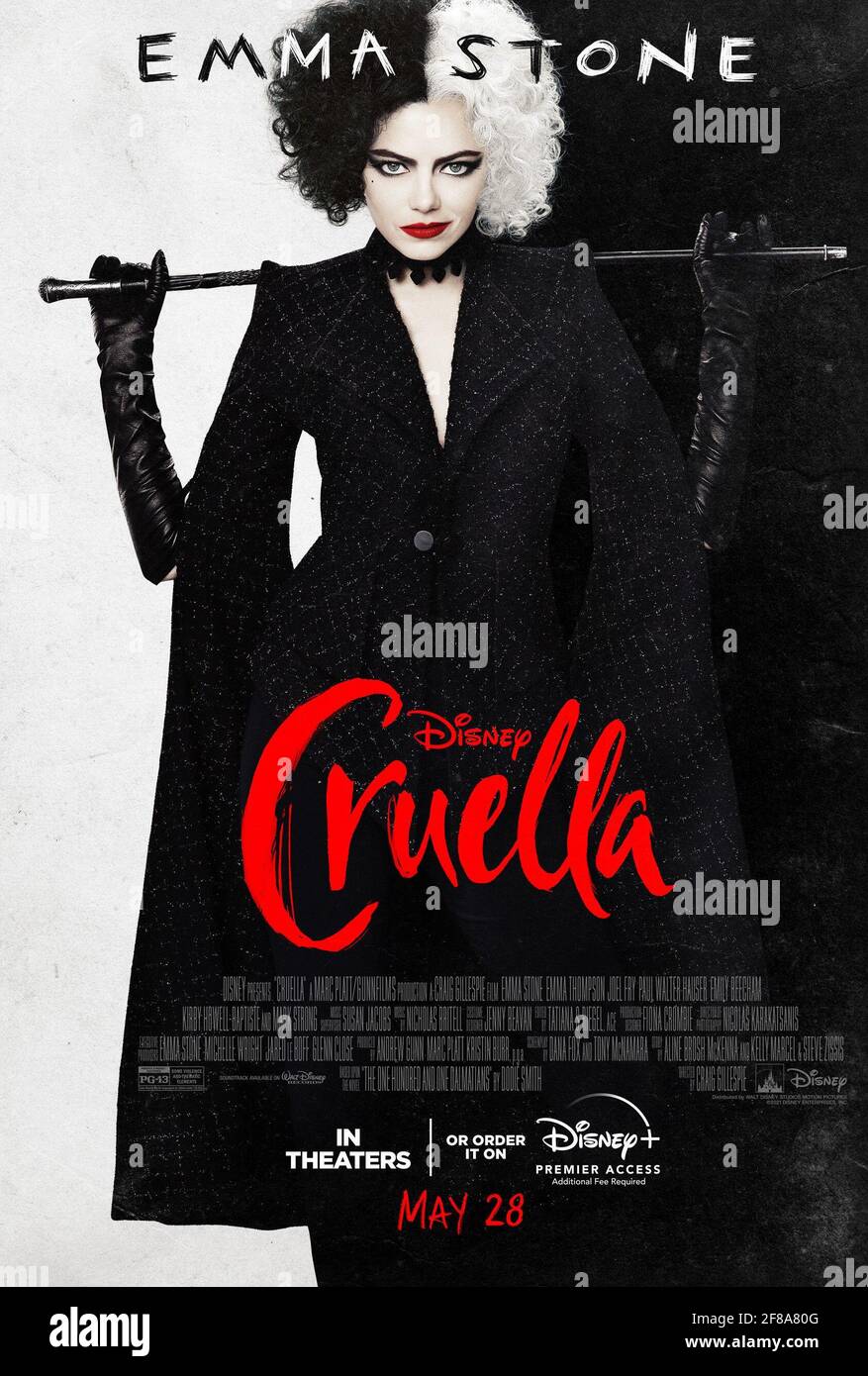 CRUELLA, US poster, Emma Stone as Cruella de Vil, 2021. © Disney+ ...