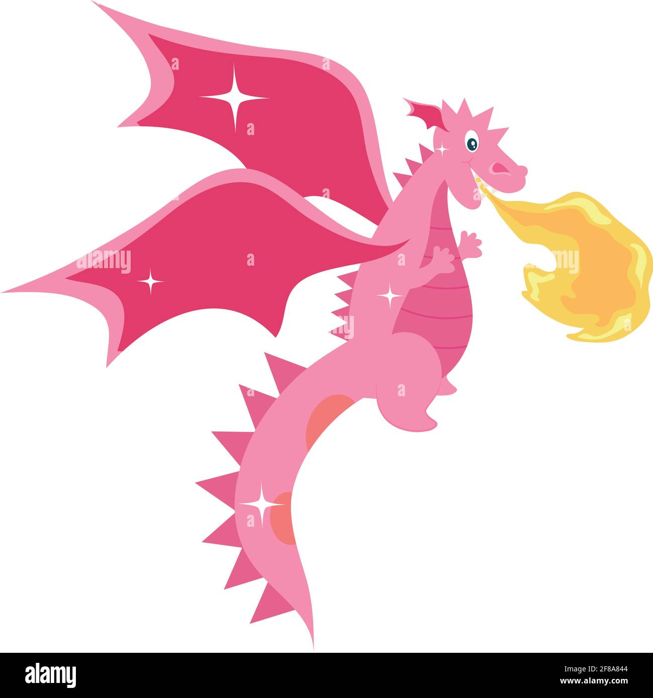 cute pink dragon throwing fire Stock Vector Image & Art - Alamy