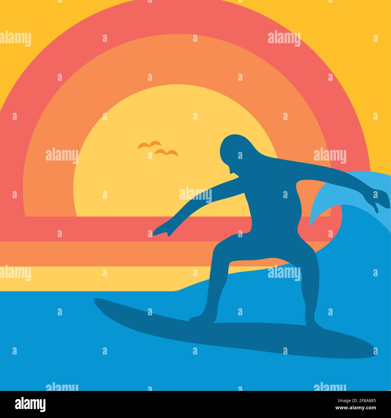 surfer on the waves illustration Stock Vector Image & Art - Alamy