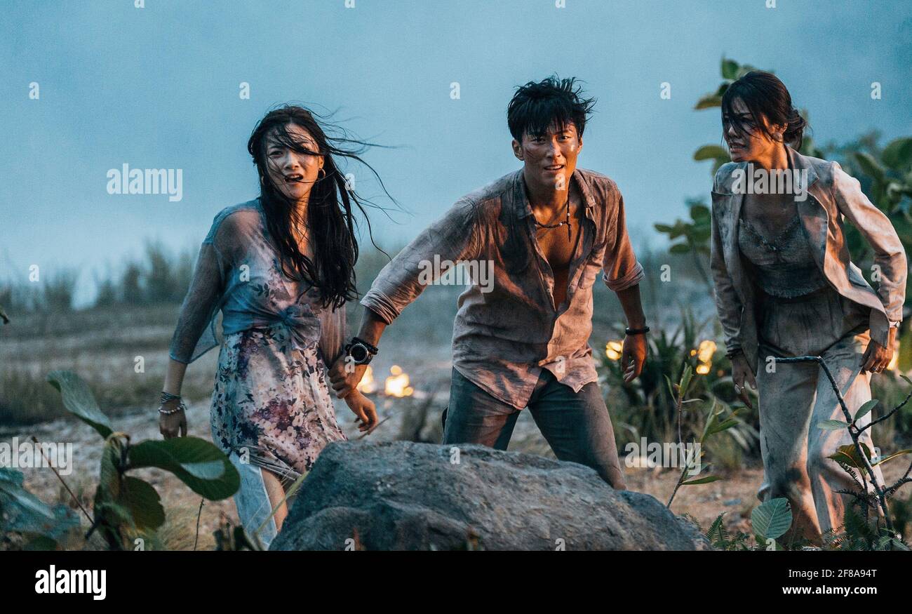 SKYFIRE, from left: BAI An, Shawn Dou, MA Xinmo,, 2019. © Screen Media ...