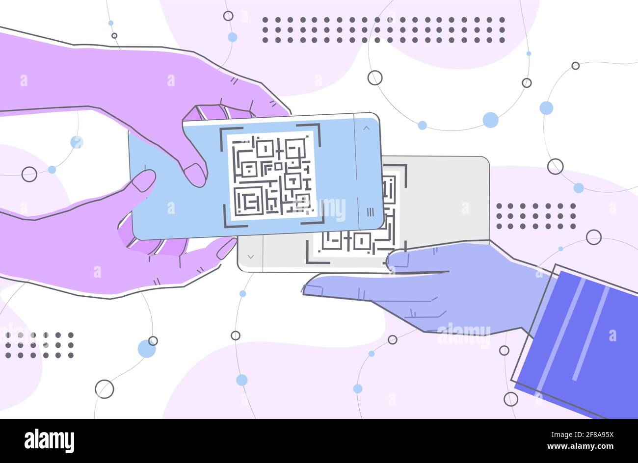 hands scanning QR code on smartphone screens electronic digital ...