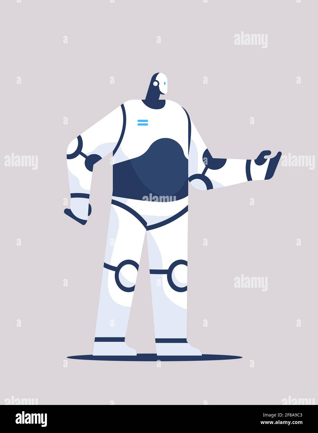 cute robot cyborg modern robotic character standing pose artificial ...