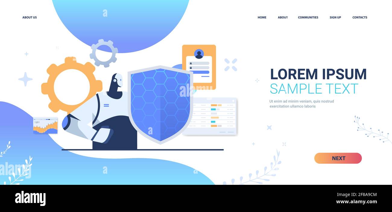 robot holding shield web data security protection artificial ...