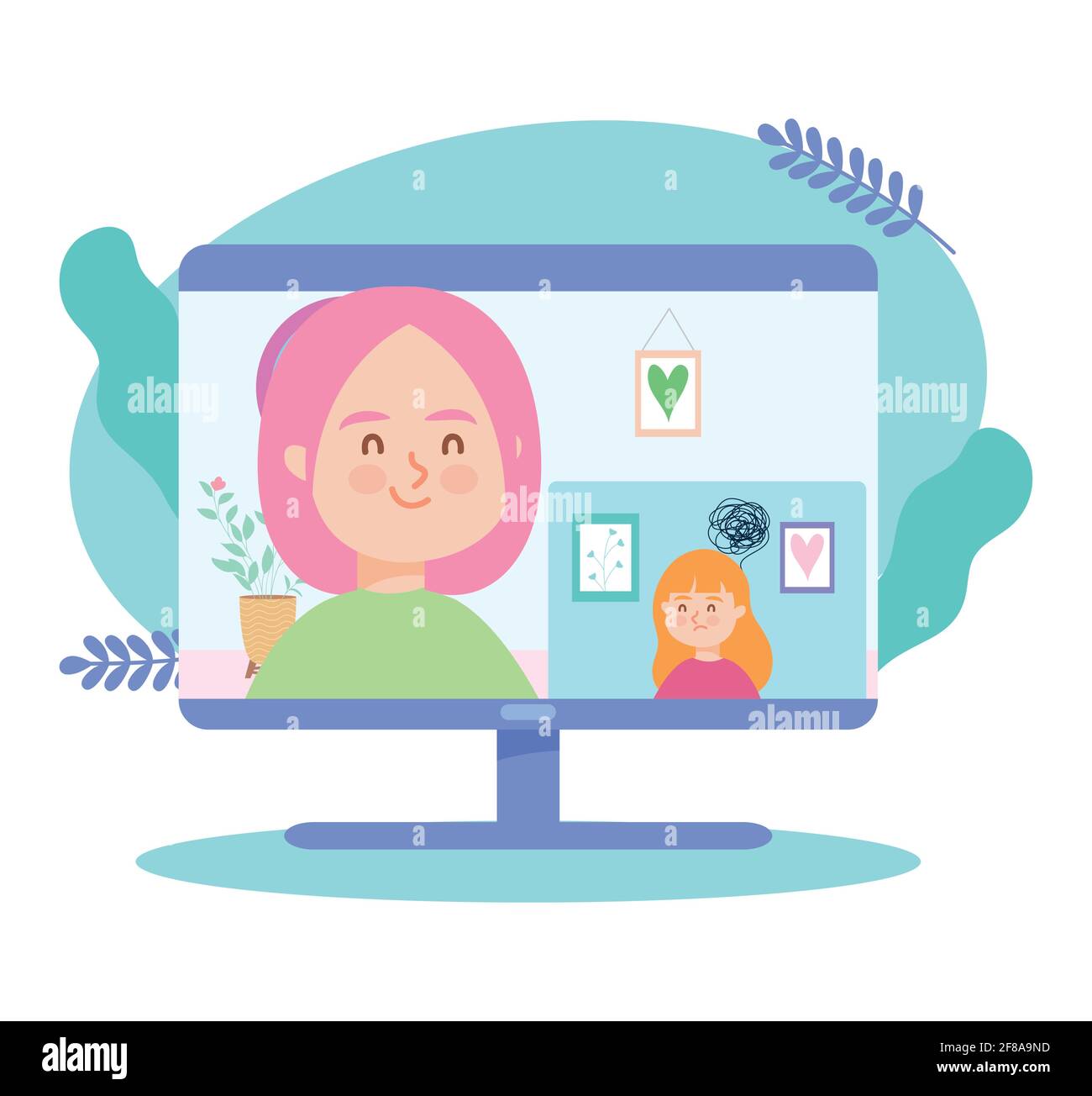 virtual therapy illustration with women Stock Vector Image & Art - Alamy